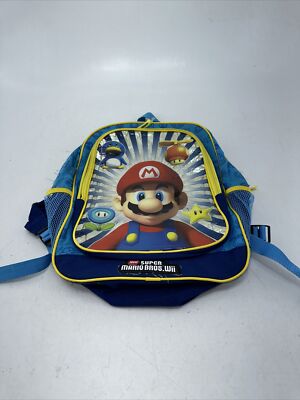Official Super Mario Bros Wii Backpack Nintendo 2011 Blue School Side ...