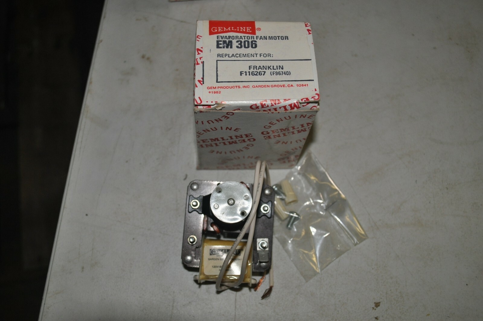 GEMLINE EM306 REFRIGERATOR EVAPORATOR FAN MOTOR FRANKLIN F116267 NOS | eBay