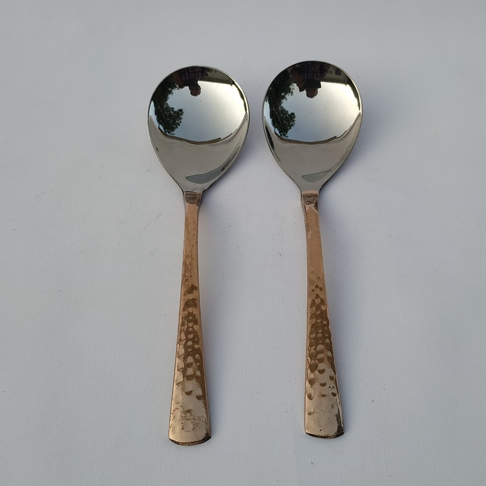 Pure Copper Stainless Steel Home Kitchen Tableware 4 Serving Spoon ...