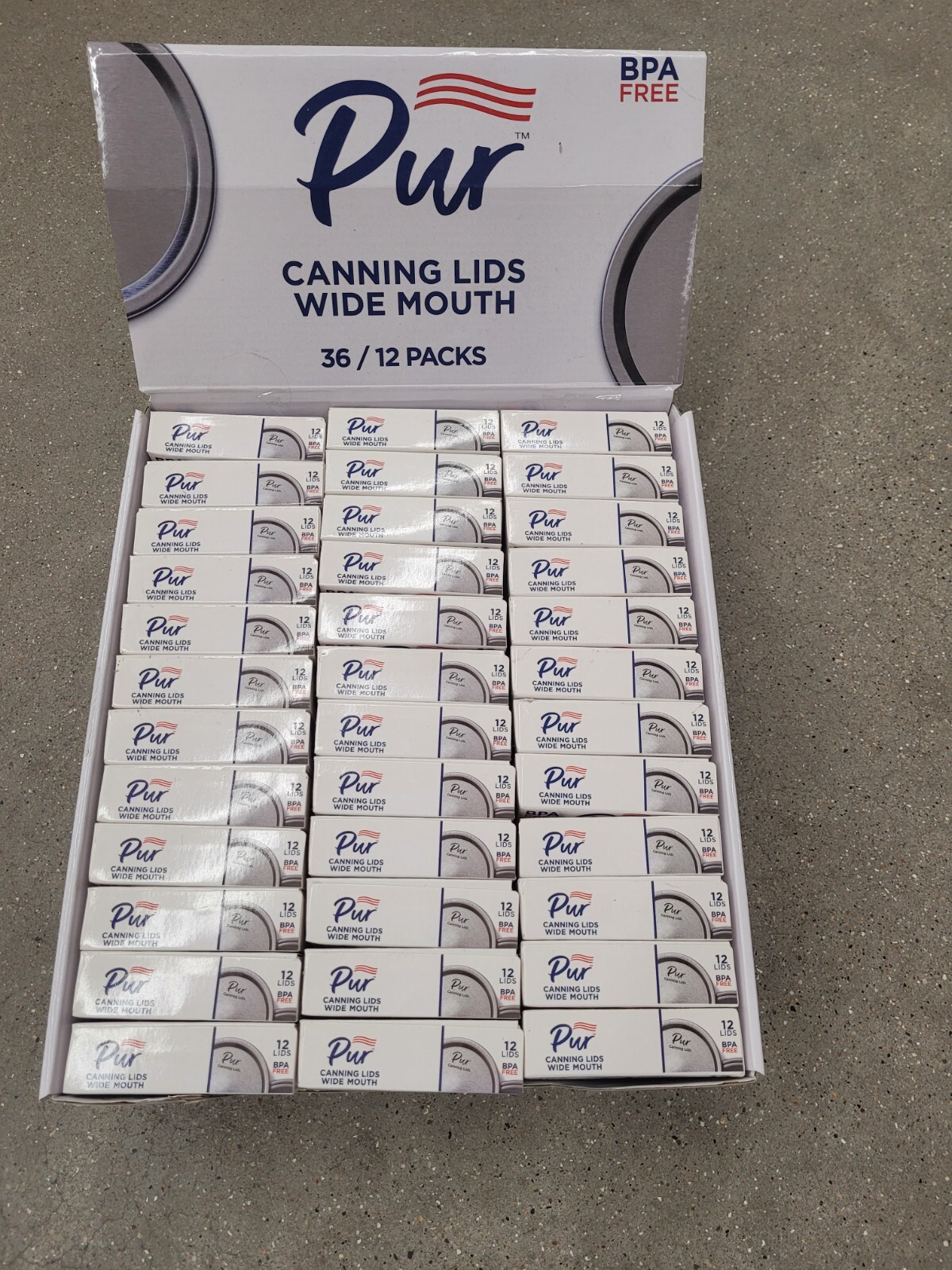 CASE OF 36 PACKAGES - PUR Wide Mouth Canning Lids (12 Pack Lids)(432 Total Lids) | eBay