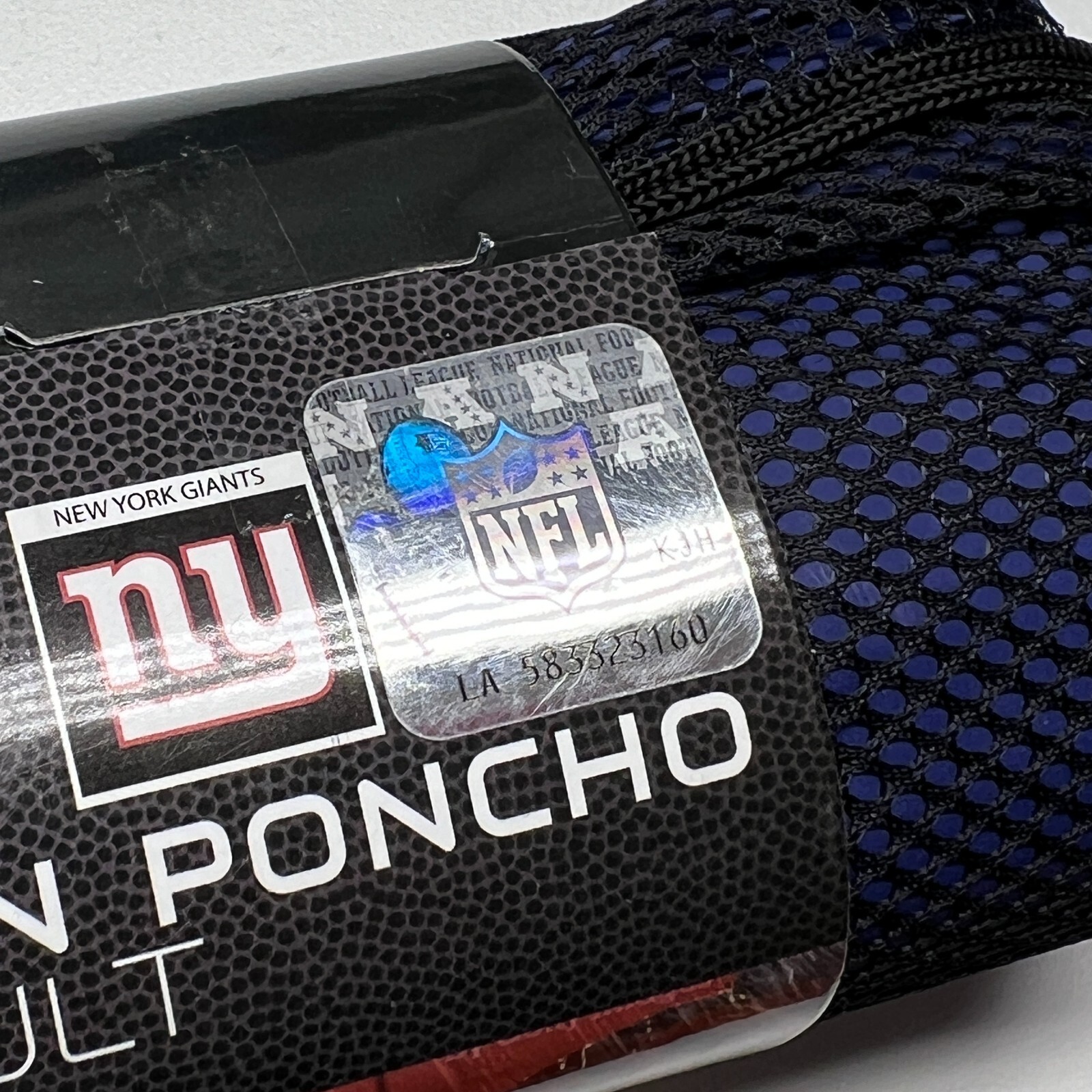 New York Giants Adult Rain Poncho w/ Drawstring Hood NFL Official Merch ...