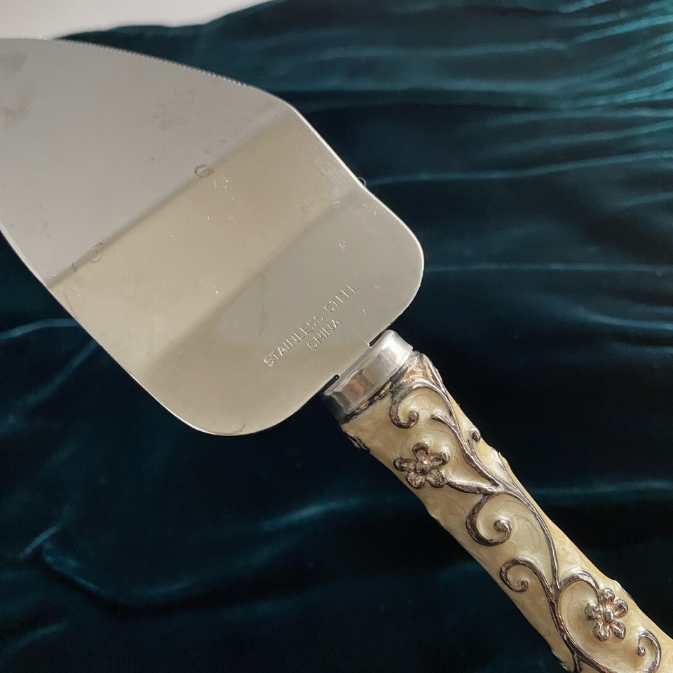 Stainless Steel Cake Server/knife With Enameled Filigree Handle Wedding ...