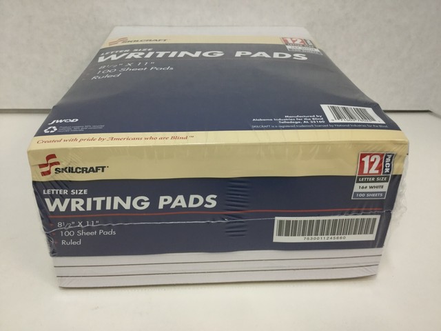 SKILCRAFT Writing Pad 100 Sheet 16 LB Wide Ruled Letter 8.5 NSN 1245660 ...