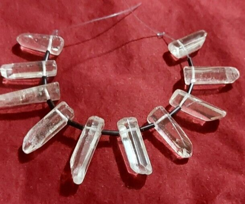 10 Clear Quartz Graduated Top Drilled Repolished Point Beads 6x18 ...