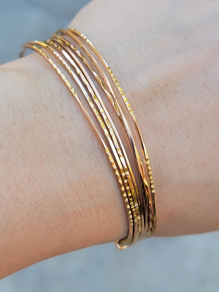 Yellow Gold Semanario & Days Bangle Bracelet Set 26 grams!! | eBay