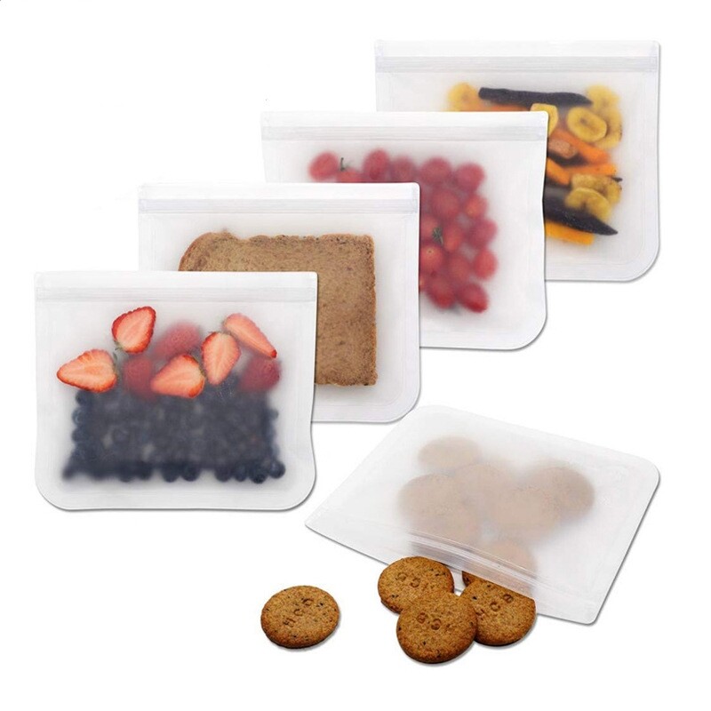 Eco-Friendly Reusable Food Storage Bags Leakproof Ziplock Snacks ...
