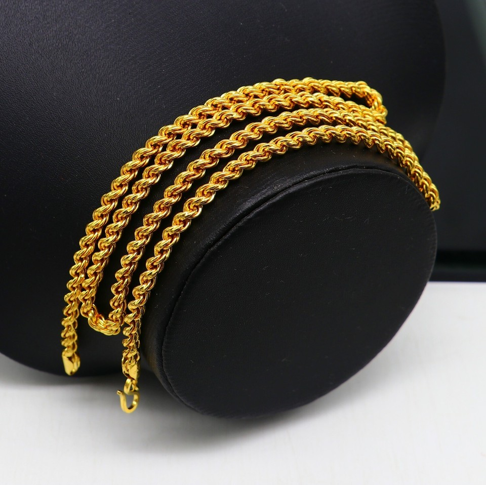 22kt yellow gold hallmarked Royal rope chain customized unisex necklace ...