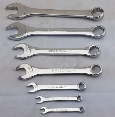 BRITOOL ENGLAND SHORT AF COMBINATION SPANNER SET WITH BI-HEXAGON (12 ...