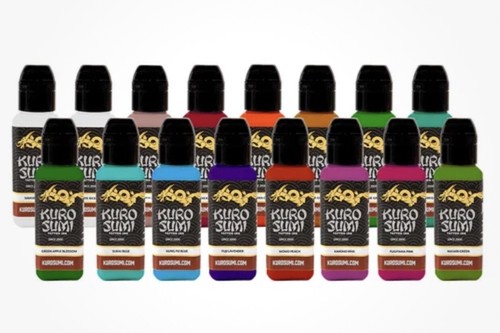 Kuro Sumi 16 Color Kit 4-Tattoo Ink Set-16 Vivid Colors -3/4oz Bottles ...