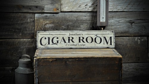 Custom Cigar Room Cocktail Lounge Sign -Rustic Hand Made Vintage Wood ...