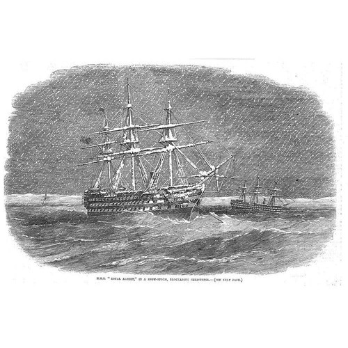 HMS Royal Albert in a Sea Storm Blockading Sevastopol - Antique Print ...