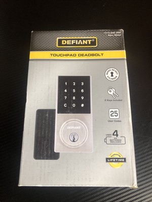 New Defiant Touchpad Deadbolt Lock - Satin Nickel - 25 User Codes Plus ...