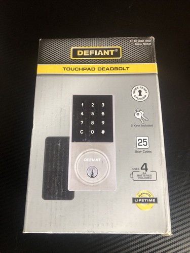 New Defiant Touchpad Deadbolt Lock - Satin Nickel - 25 User Codes Plus ...
