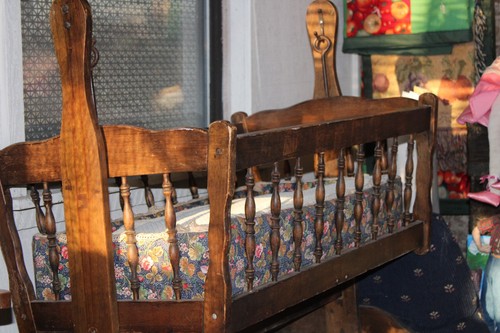 Vintage Jenny Lind Wooden Baby Cradle / Bassinet / Crib With Lace/Local ...