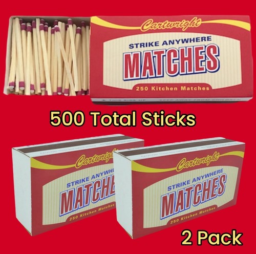 Cartwright Strike Anywhere Matches (2x - 250 per Box) (500 Total Sticks ...