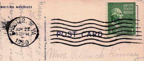 Postcard Postal History Postmarked June 27, 1950 Chester West Virginia | eBay