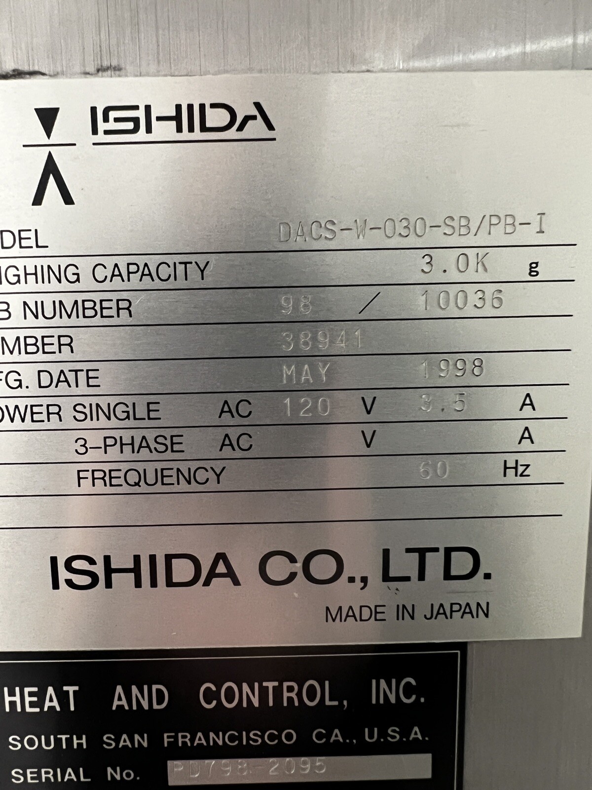 Ishida Check Weigher DACS-W-030-SB/PB-1 DACS-W-030-SB/PB-I | eBay