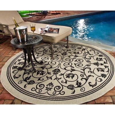 Safavieh Courtyard Sand Indoor Outdoor Rug - Round 7'10" | eBay