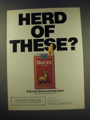 1991 Bucks Filter Cigarettes Ad - Herd of these? | eBay