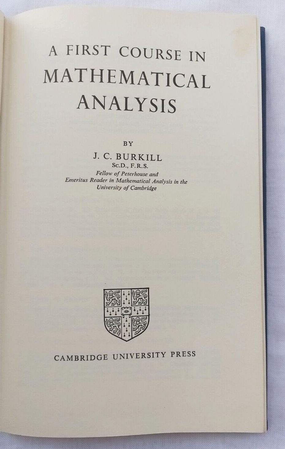 A First Course in Mathematical Analysis by J. C. Burkill , 1974 ...