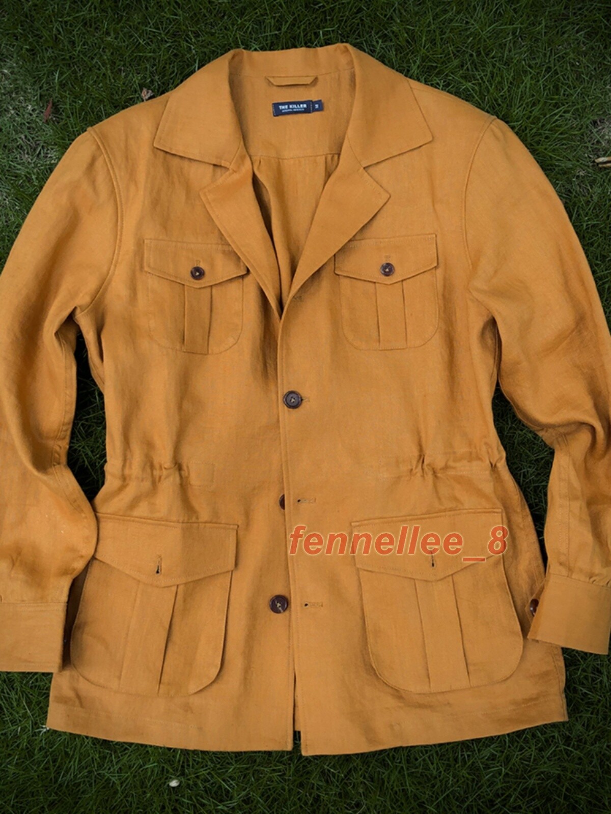 Men 100% Linen Safari Jacket Multi Pockets Hunting Coat Slim Casual ...