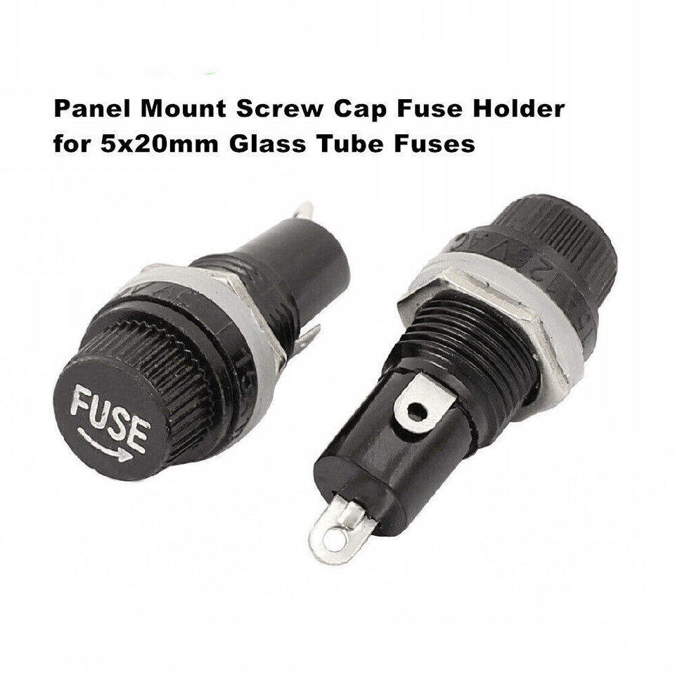 5/10Pcs Panel Mount Screw Cap Fuse Holder Case Glass Tube Fuses 5x20mm ...