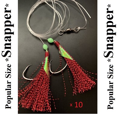 10 Snapper Rigs Flasher Rig Bottom Reef Fishing Paternoster Rig 2/0 4/0 ...