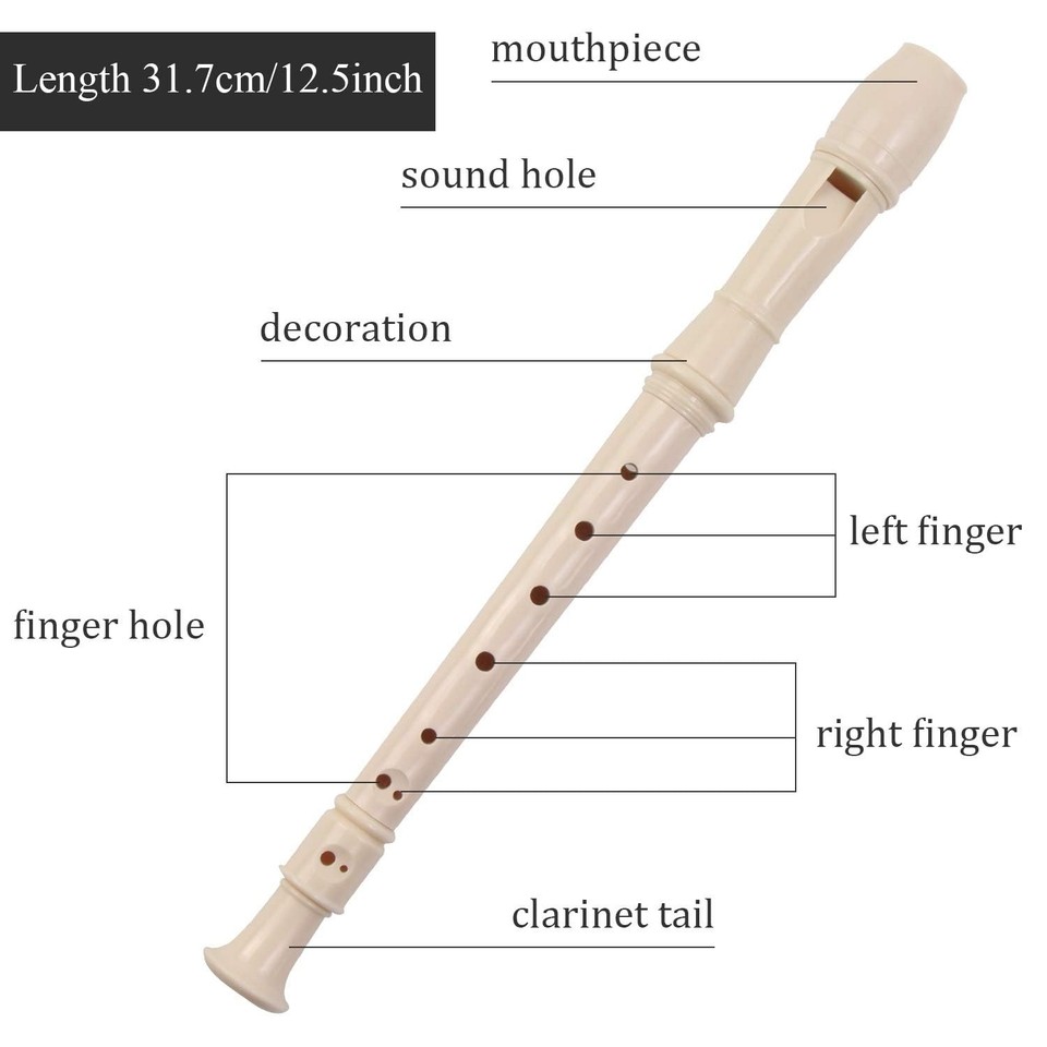 4 Pack Recorder Instrument, 8 Hole German Style Soprano Recorder for ...