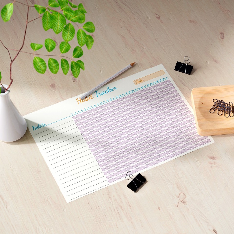 Habit Tracker Landscape Printable Digital Download A4 & Letter Size | eBay