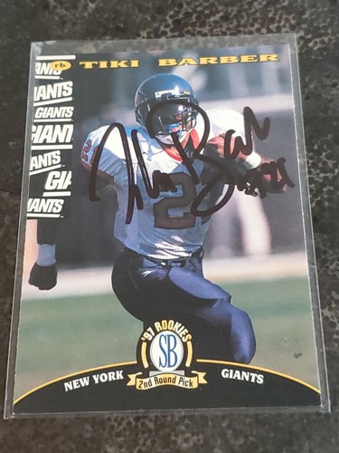 RARE 1997 Score Board Tiki Barber RC Signed On Card Auto Autograph NY ...