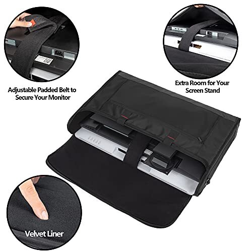 Monitor Carrying Case 2427 Inch Padded Travel Bag Hold Up To 2 Lcd ...