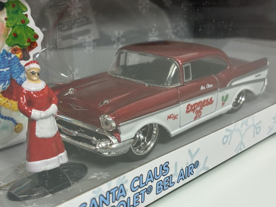Mr Mrs Santa Claus Figure 2 Car Set Ford Pickup Chevy Bel Air 1:32 Jada ...