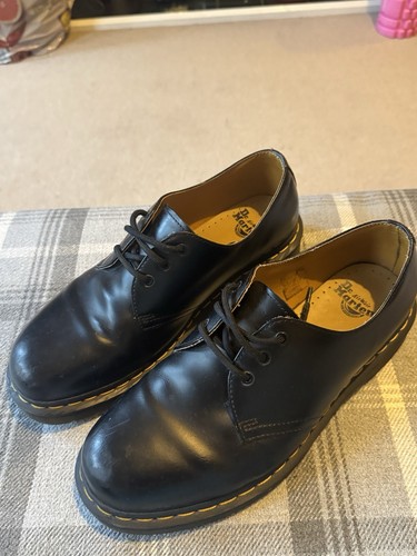 Dr. Martens 1461 Shoes UK 8 Black Smooth Leather Oxford Yellow Stitch ...
