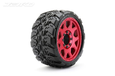 Jetko King Cobra 1/8 SGT 3.8 Tires Mounted on Red Claw Rims, Belted BB3 ...