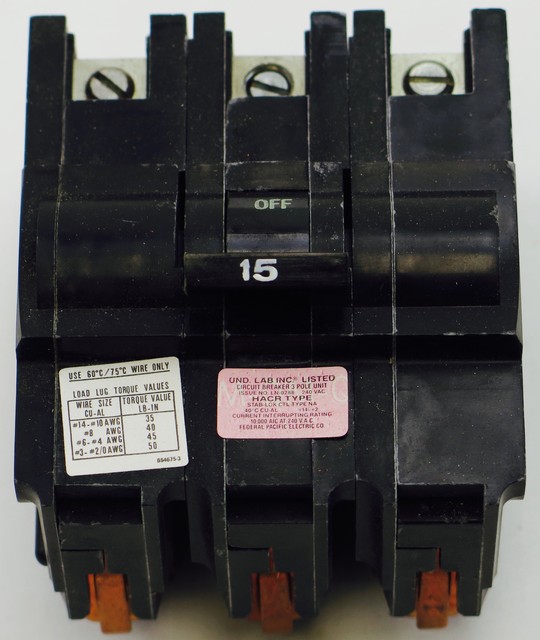 FPE Federal Pacific Type NA 15a 3 Pole NA315 Breaker for sale online | eBay