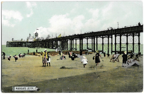 Margate Jetty England Kent iron pier beach children antique unused ...