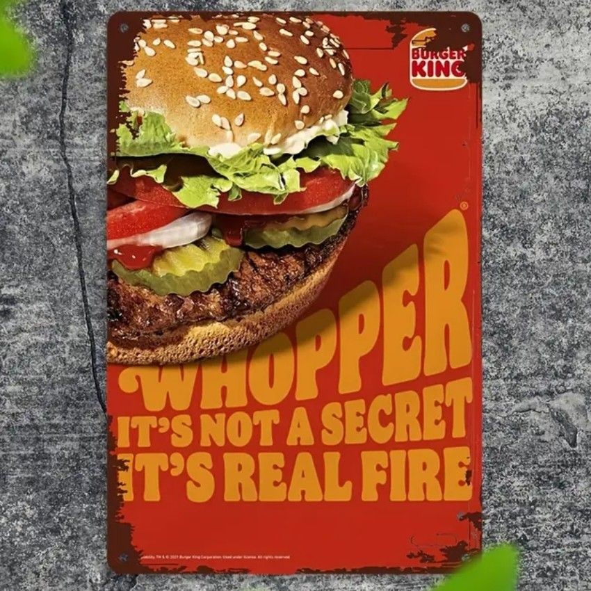 Burger King ⑯ Tin Sign - American Whopper Retro American Vintage | eBay