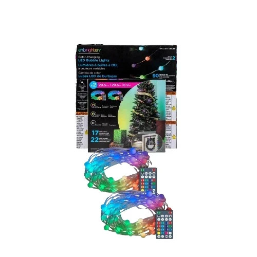 Enbrighten LED Color Changing Bubble Lights 2x29.5ft w/Remote 180 Bulbs ...