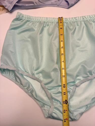 THREE Shiny NYLON PANTIES Size 8 XL Green YELLOW BLUE Silky Second Skin ...