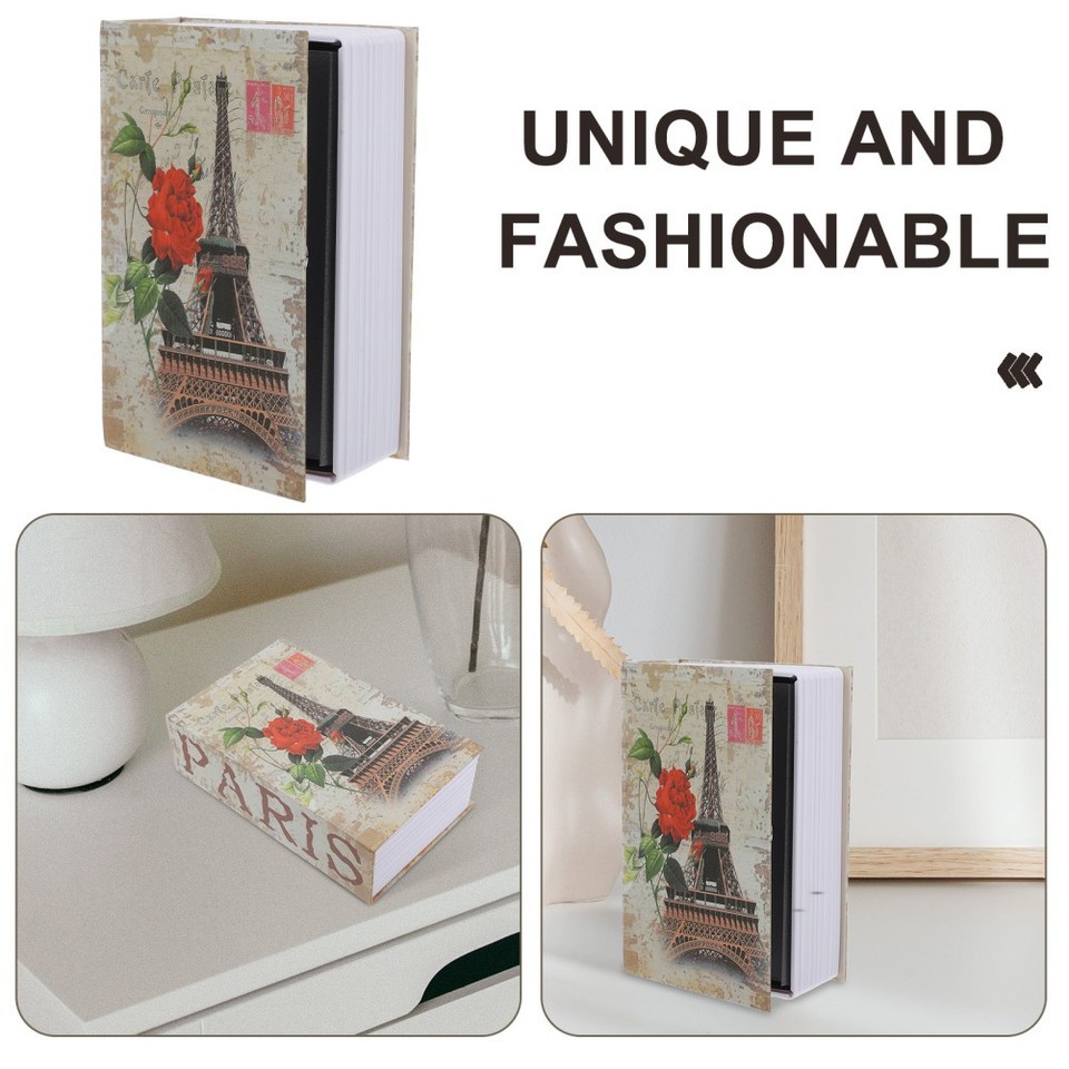 Hidden Metal Safe Box Book Shape Container with Eiffel Tower Design ...