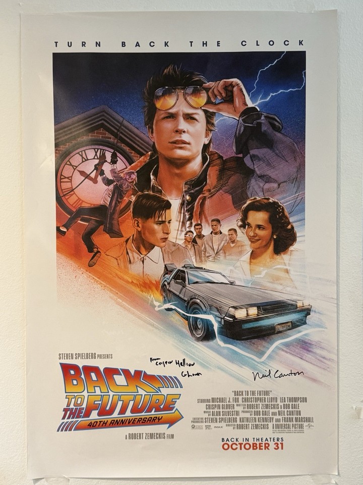 Back To The Future Original Poster Signed By Crispin Glover And Neil ...