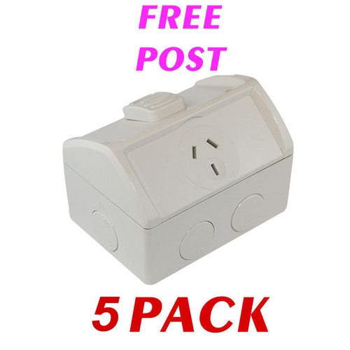 5 x Weatherproof Single Power Point 10 Amp IP53 GPO 10A Powerpoint ...