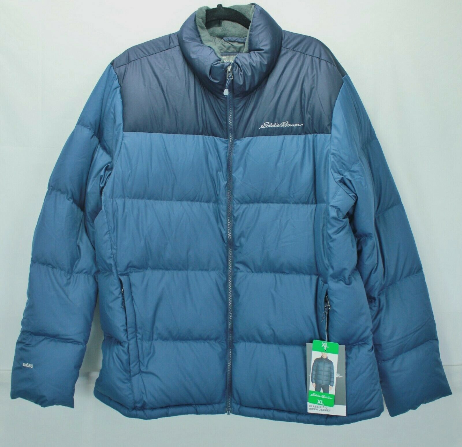 EDDIE BAUER CLASSIC 2.0 DOWN JACKET 650 FILL BLACK, NAVY/SLATE BLUE XL ...
