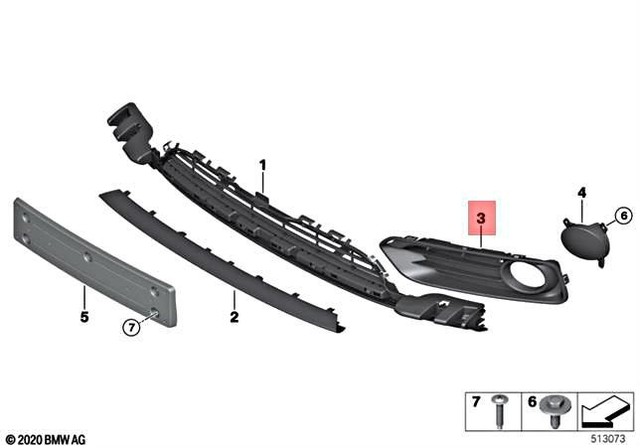 Genuine BMW F20n Front Bumper Closed Fog Light Grille Left OEM ...