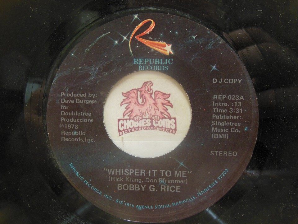 Promo! Bobby G. Rice – Whisper It To Me / Same, 45 RPM G+ (PD) | eBay