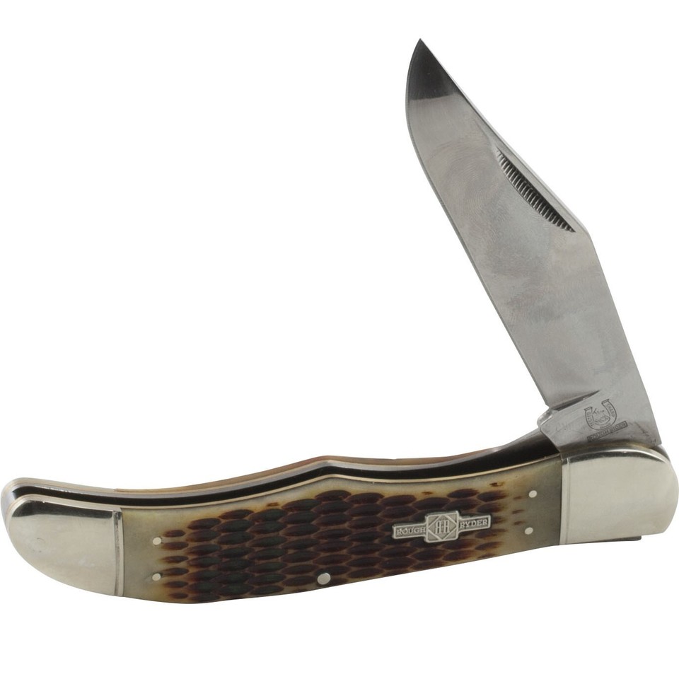 Rough Ryder Amber Jigged Bone Handles Folding Hunter Pocket Knife RR854 ...