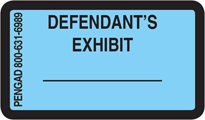 DEFENDANT'S EXHIBIT, 7/8 X 1-1/2 inches, 240 labels per pack , Blue ...
