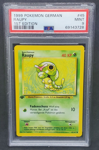 Pokemon PSA 9 MINT German Caterpie Raupy 45/102 1st Edition Base Set ...