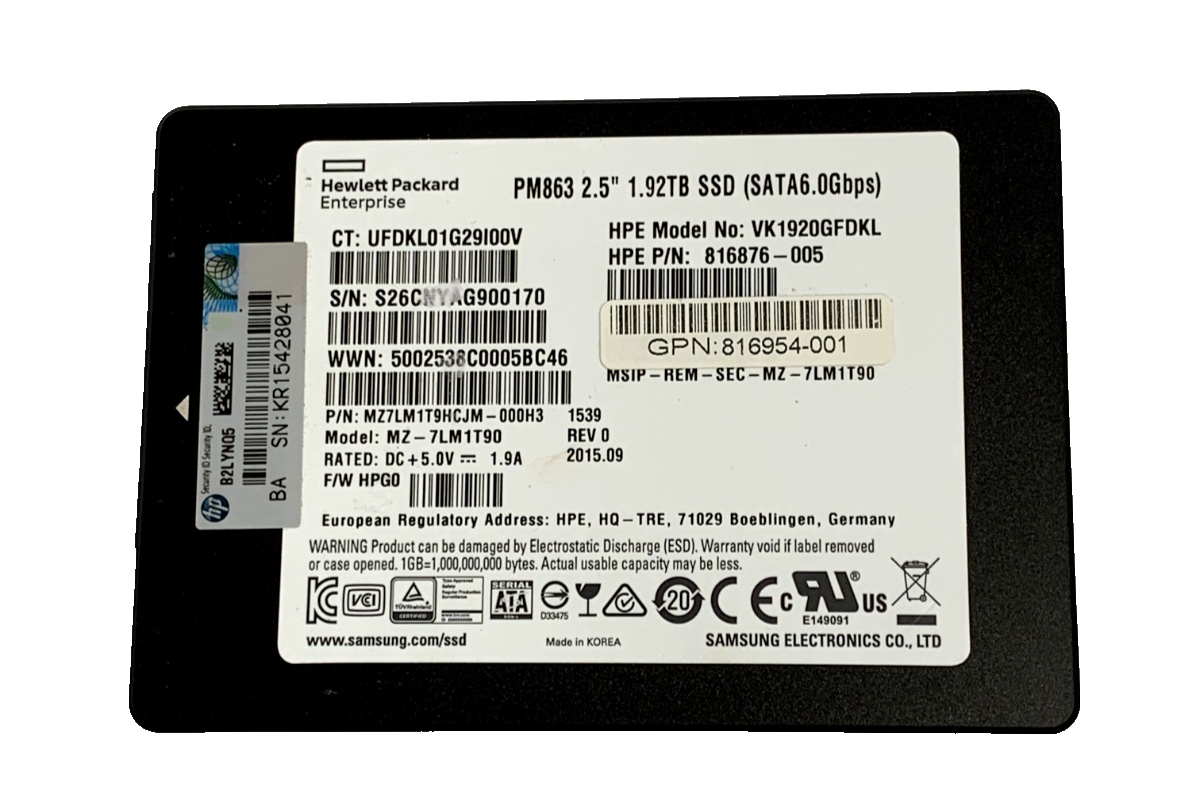 Samsung Pm863 2.5in 1.92TB SSD SATA 6 Gbps (MZ7LM1T9HCJM-000H3) | eBay
