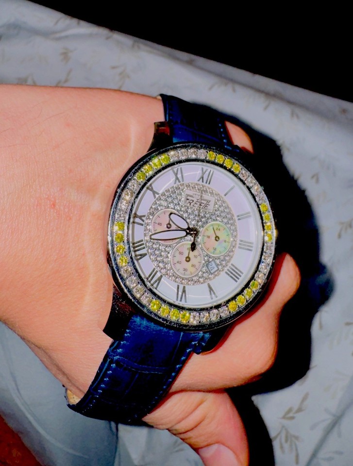 Mens Freeze Multi Colored Diamond Watch Canaries White Joe Rodeo Jojo ...